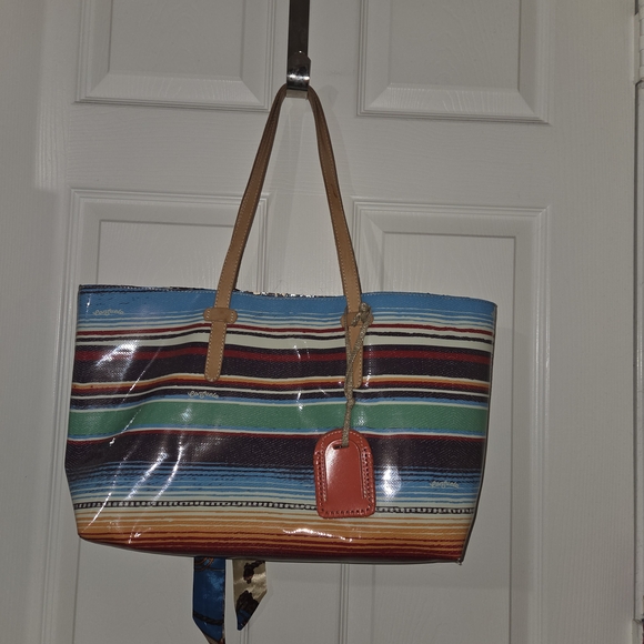 Consuela | Bags | Consuela Multicolor Striped Tote With Tan Handles ...